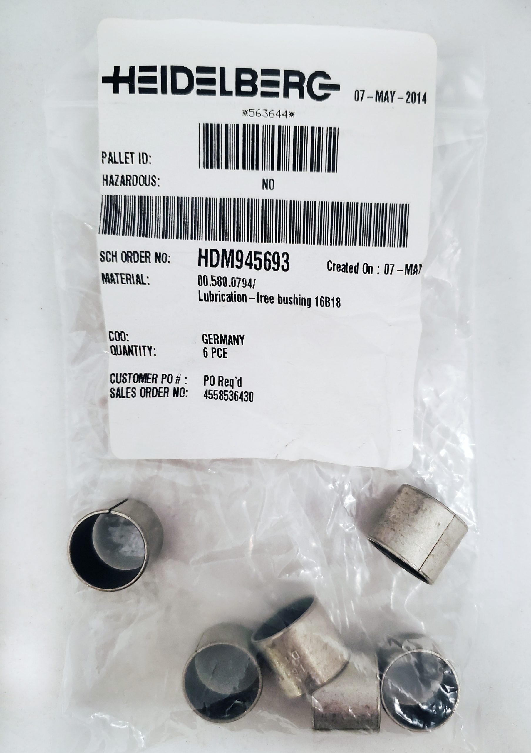 00.580.0794 Heidelberg lubrication BUSHING 16B18 | Electronic World Supply
